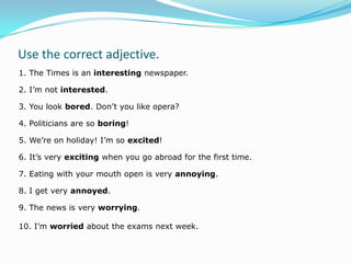 Adjectives on -ed or -ing (excited/exciting) | PPTX