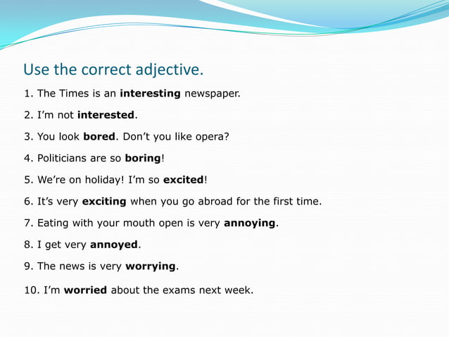 Adjectives on -ed or -ing (excited/exciting) | PPTX | Fitness and ...