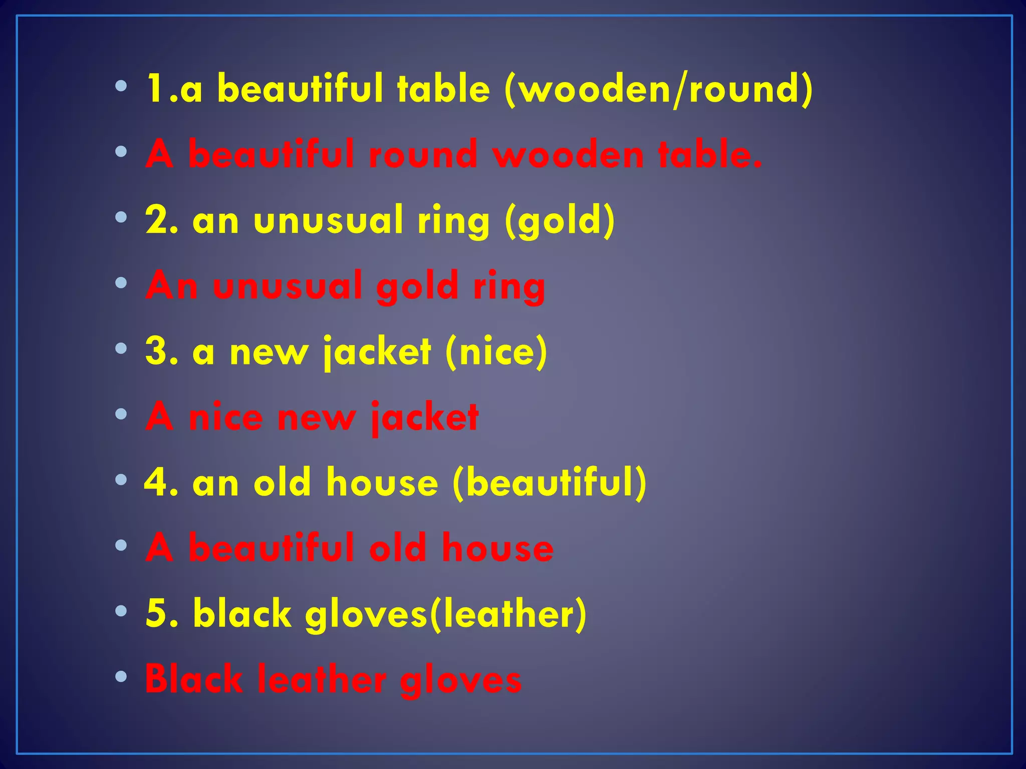 Adjectives order | PPTX | Women\'s Outerwear | Women\'s Clothing