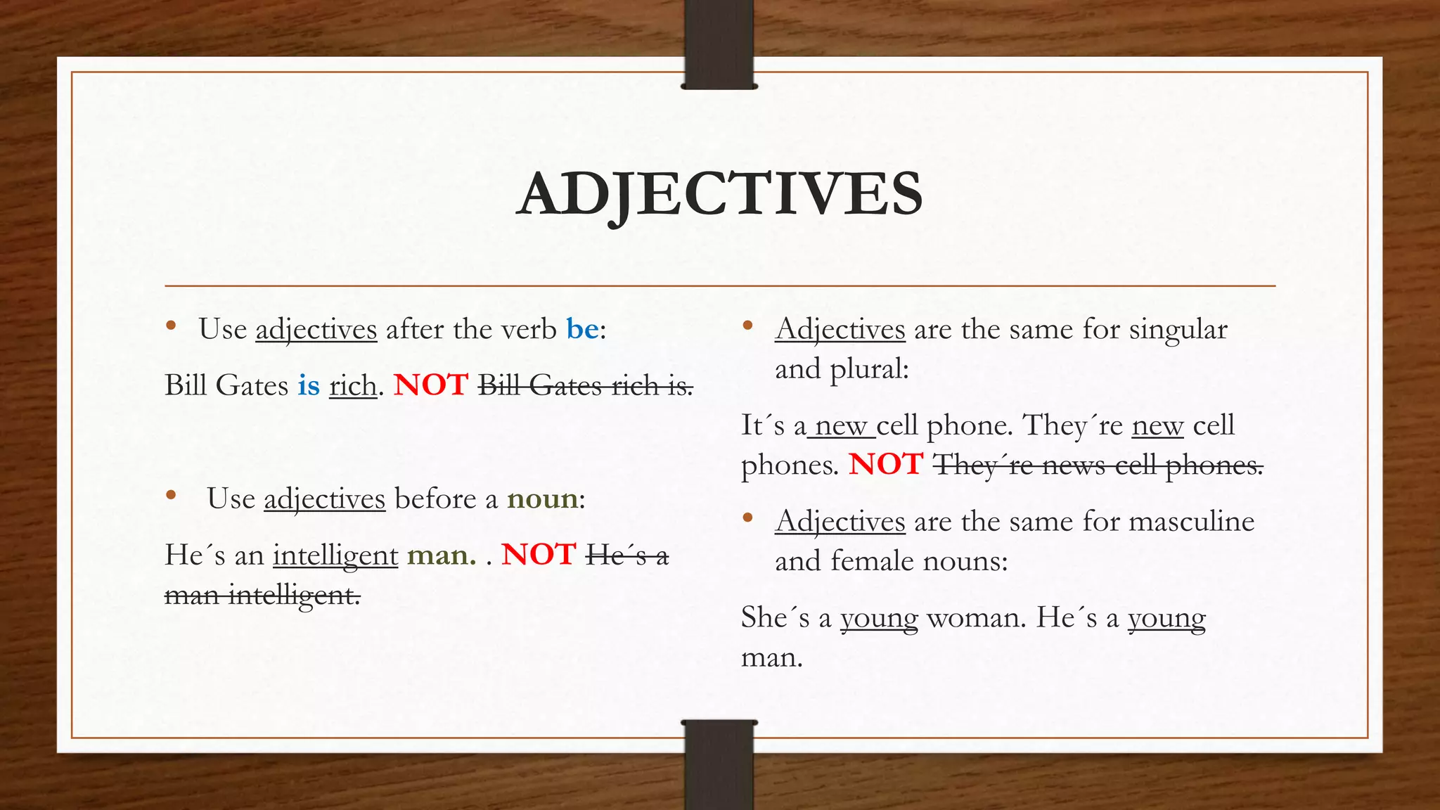 Adjectives plus exercises | PPTX