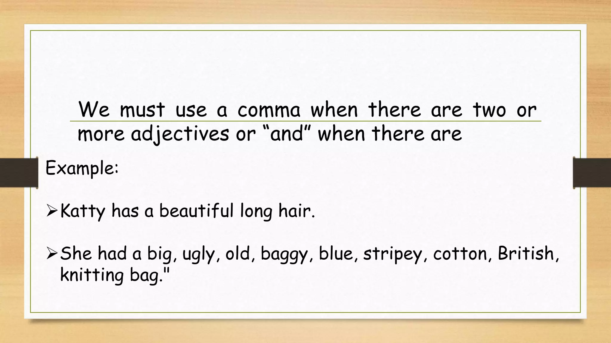 Adjectives position presentation | PPTX