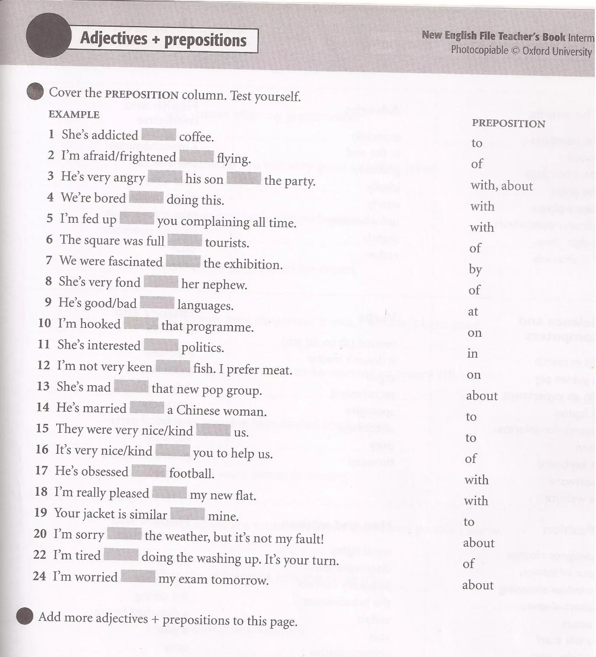 Adjectives + preps | PDF