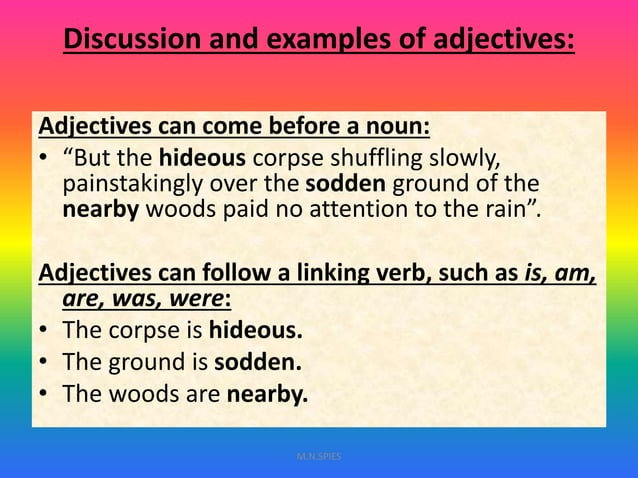 Adjectives slide share | PPTX