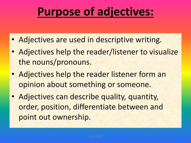 Adjectives slide share | PPTX