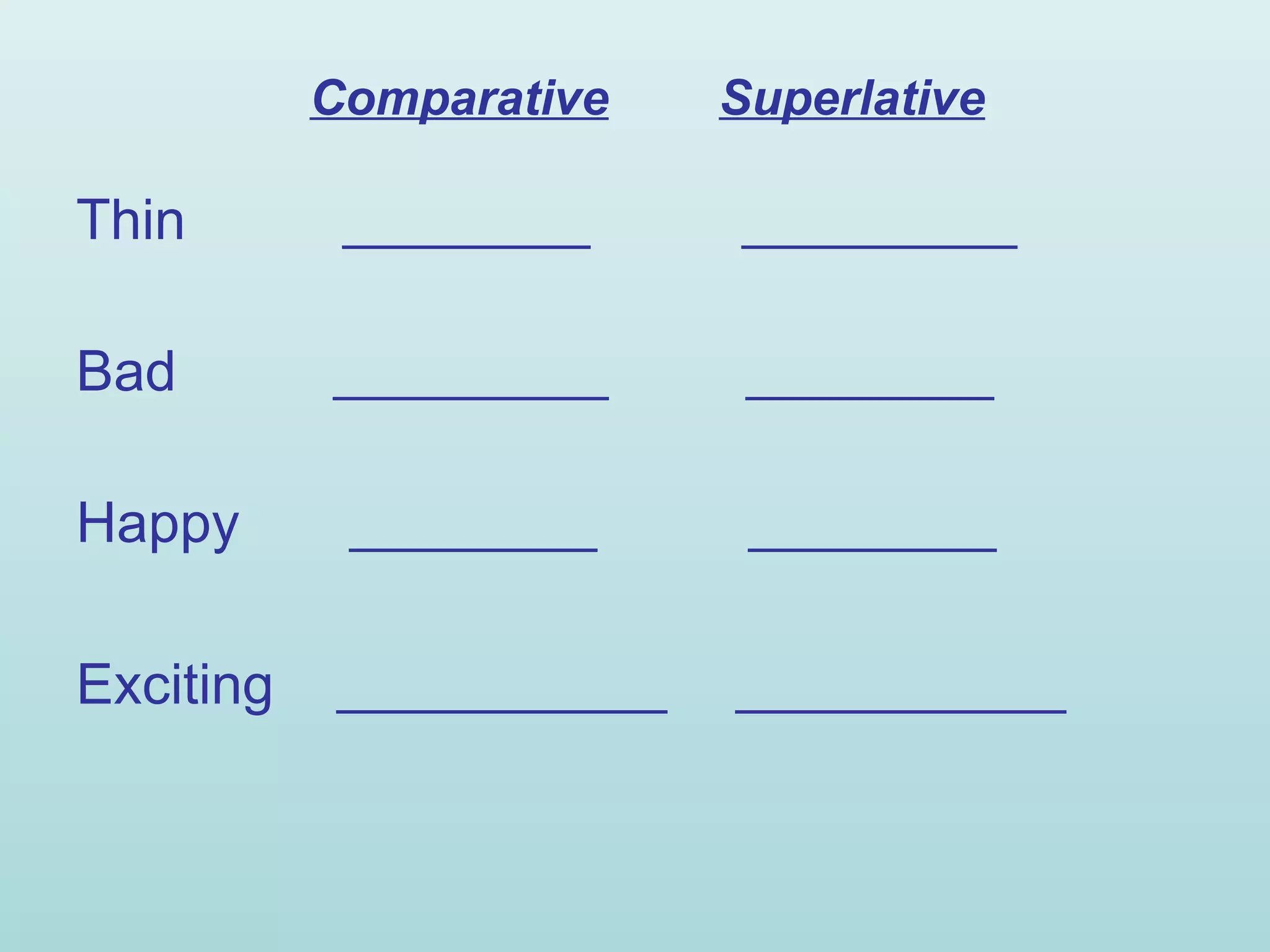 Adjectives superlative | PPT