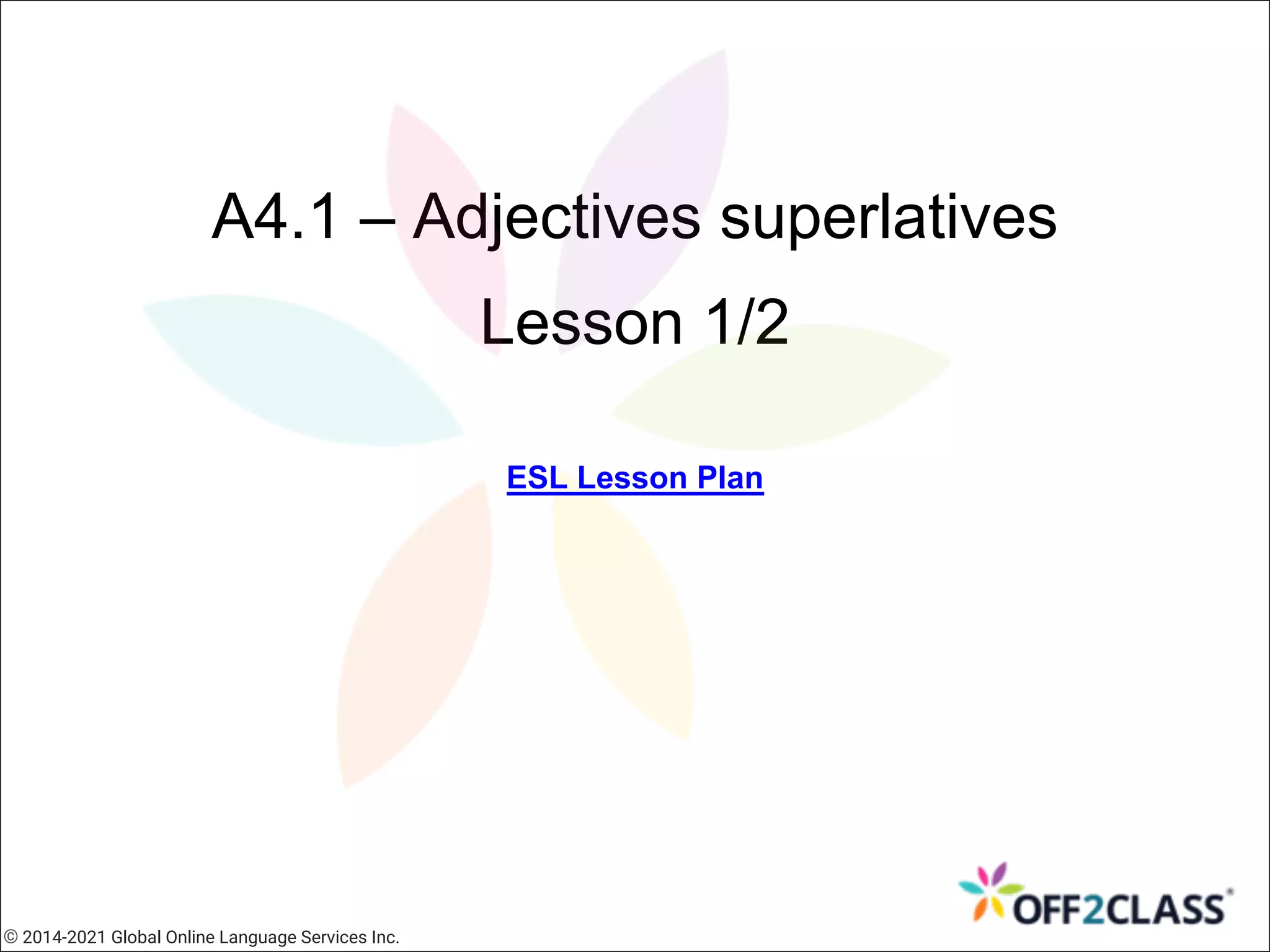 Superlative Adjectives: A Free ESL Lesson Plan Download | PDF