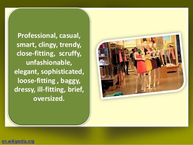 Adjectives to Describe Clothes- Vocabulary exercise + answers