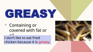 ENGLISH YEAR 5 ADJECTIVES TO DESCRIBE FOOD | PPTX