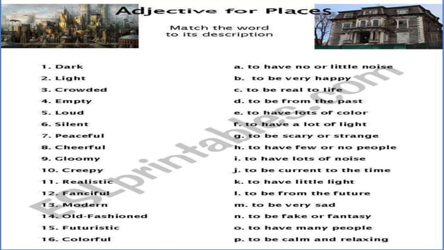 Adjectives to Describe Places with exercises.pptx