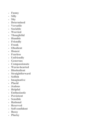 Adjectives to describe your personality | PDF