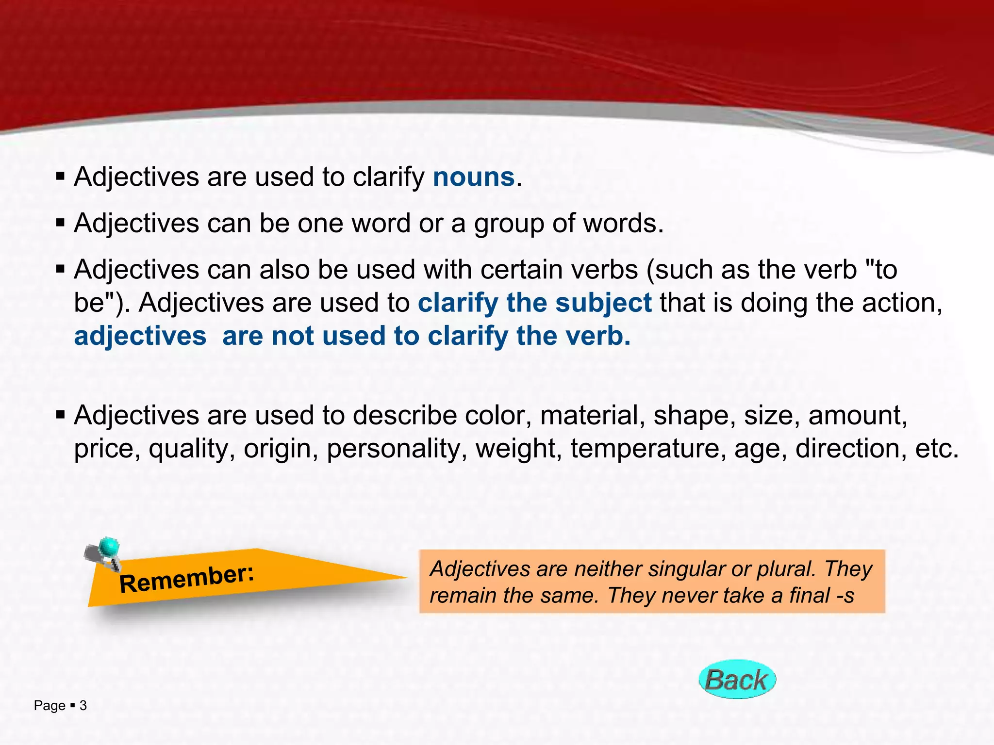 Adjectives (to use) | PPTX