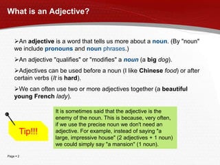 Adjectives (to use) | PPT