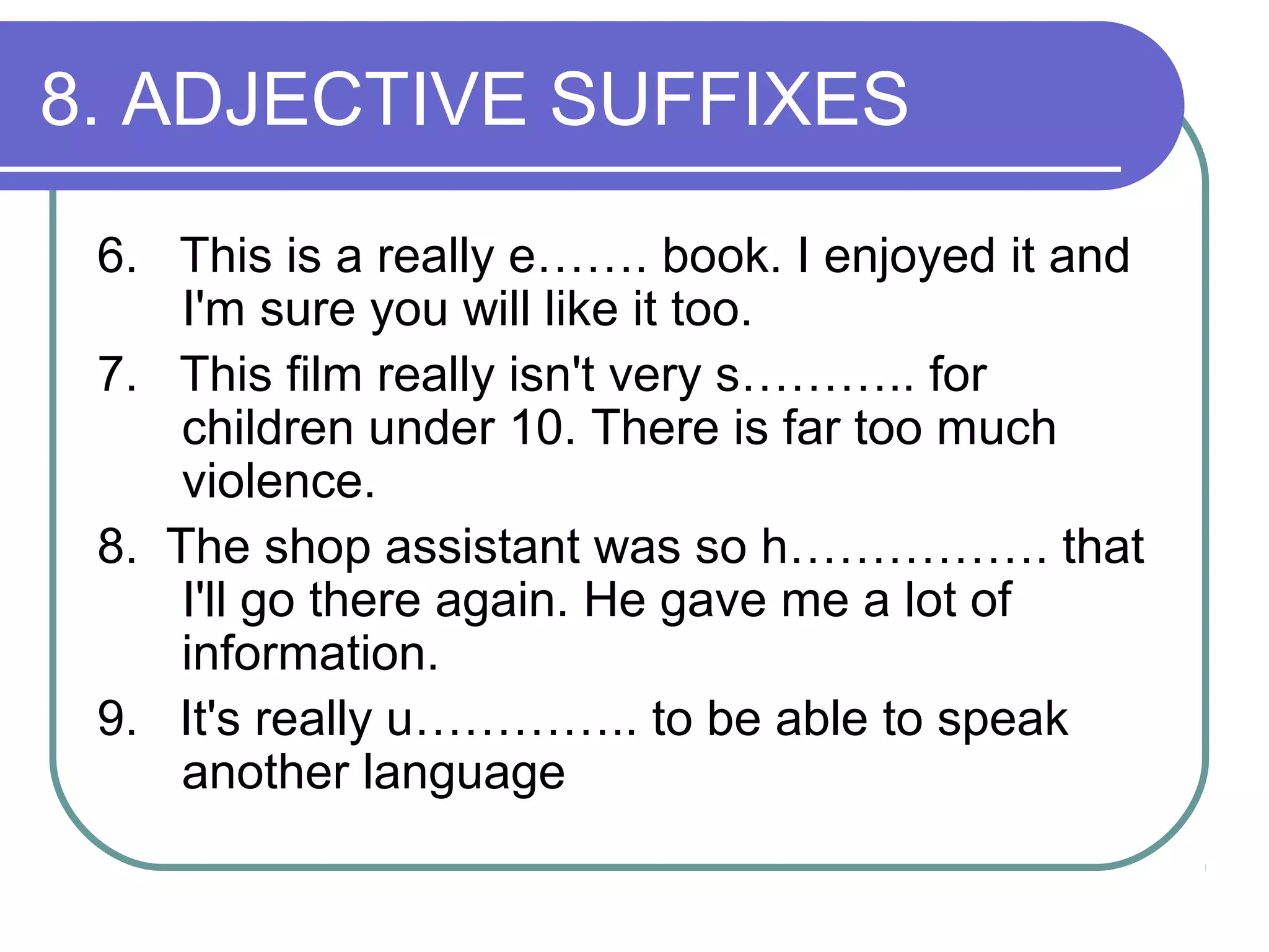 ADJECTIVE SUFFIXES | PPT