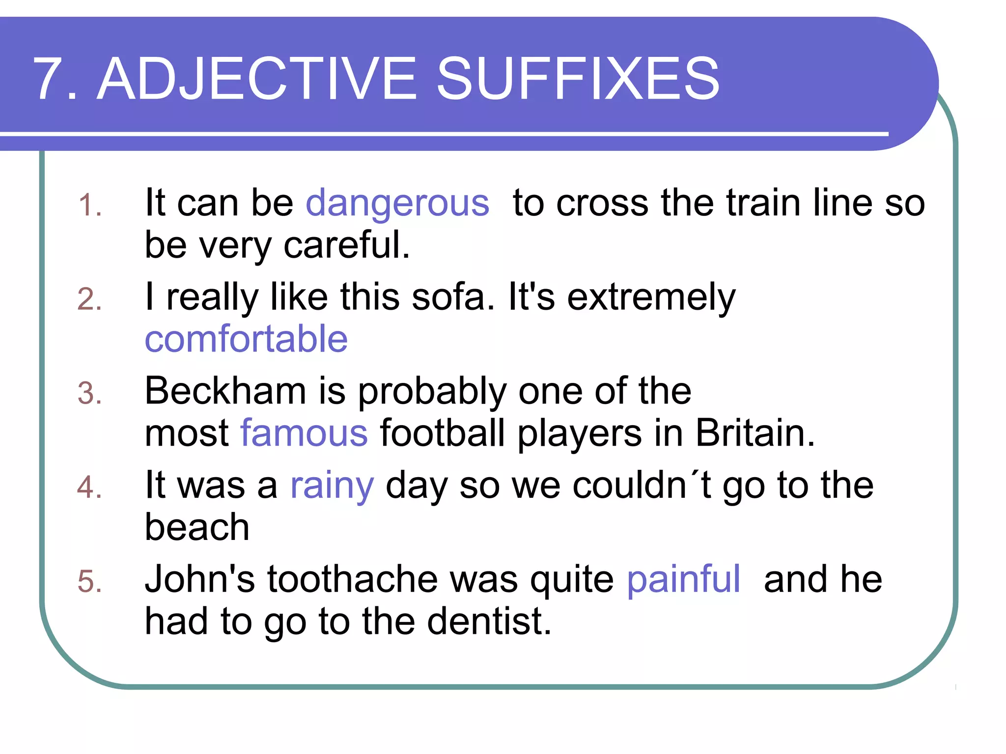 ADJECTIVE SUFFIXES | PPT
