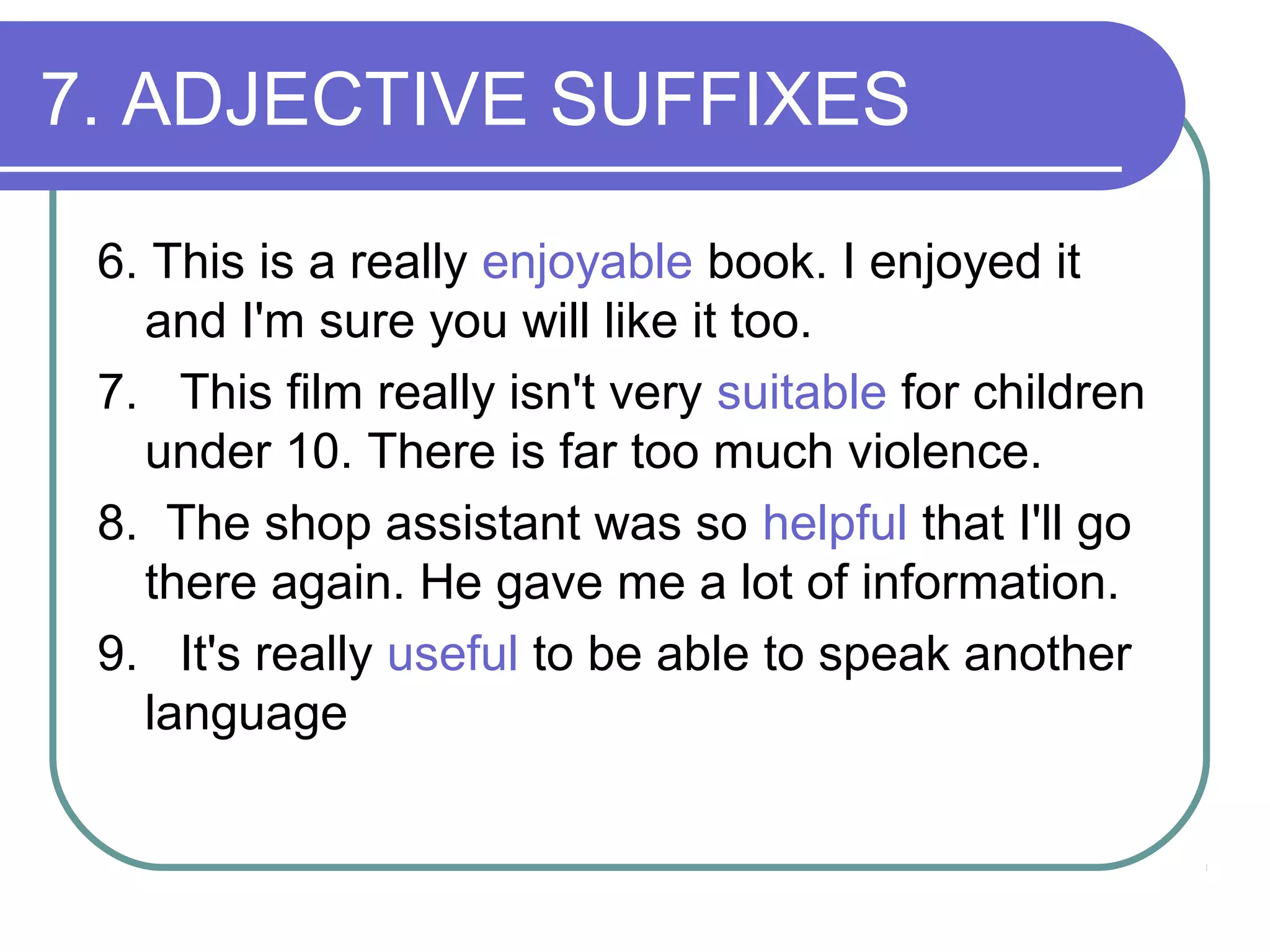 ADJECTIVE SUFFIXES | PPT