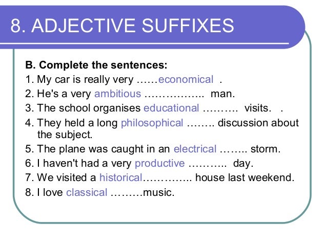 ADJECTIVE SUFFIXES