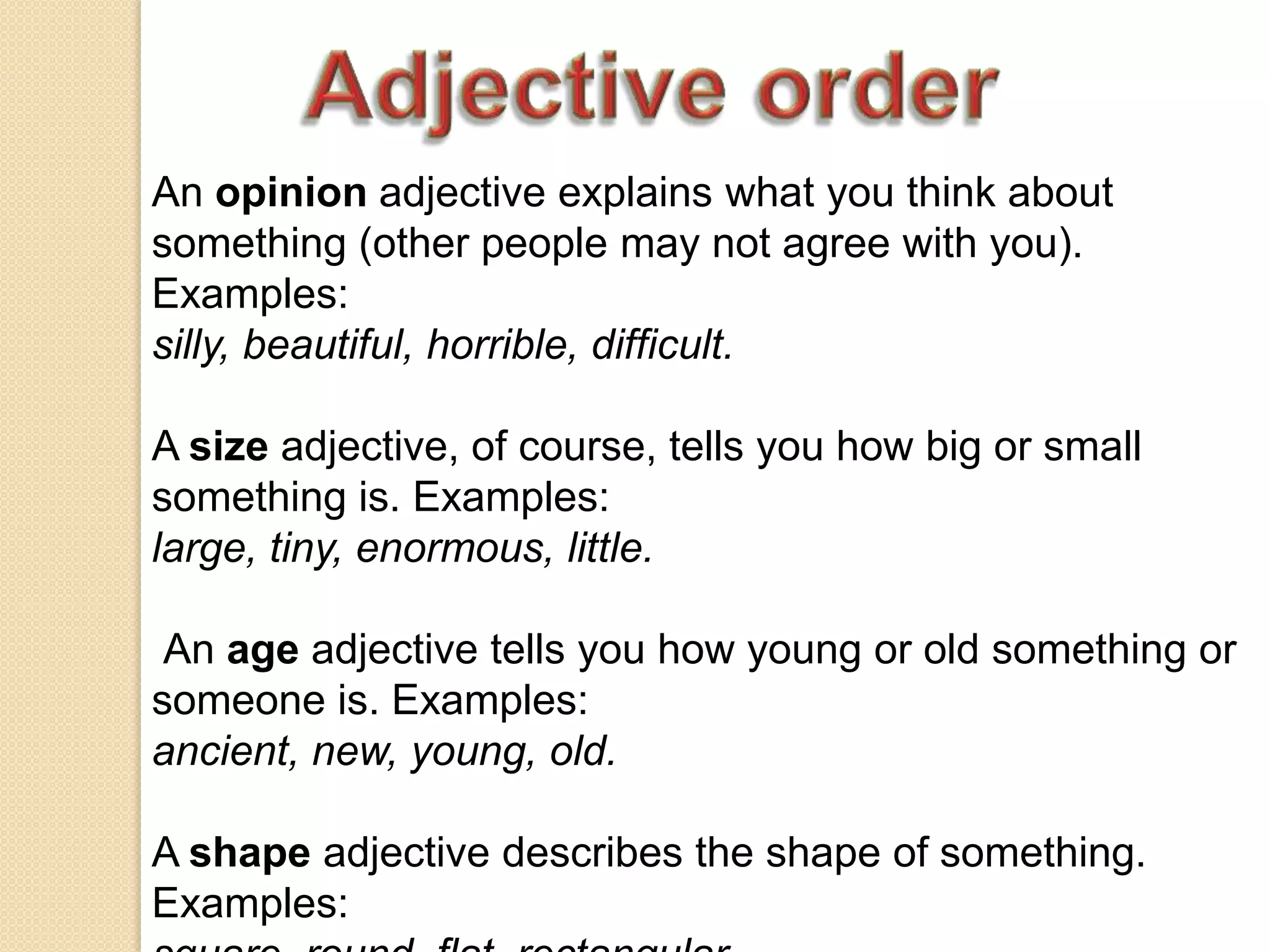 Adjectives usages | PPTX