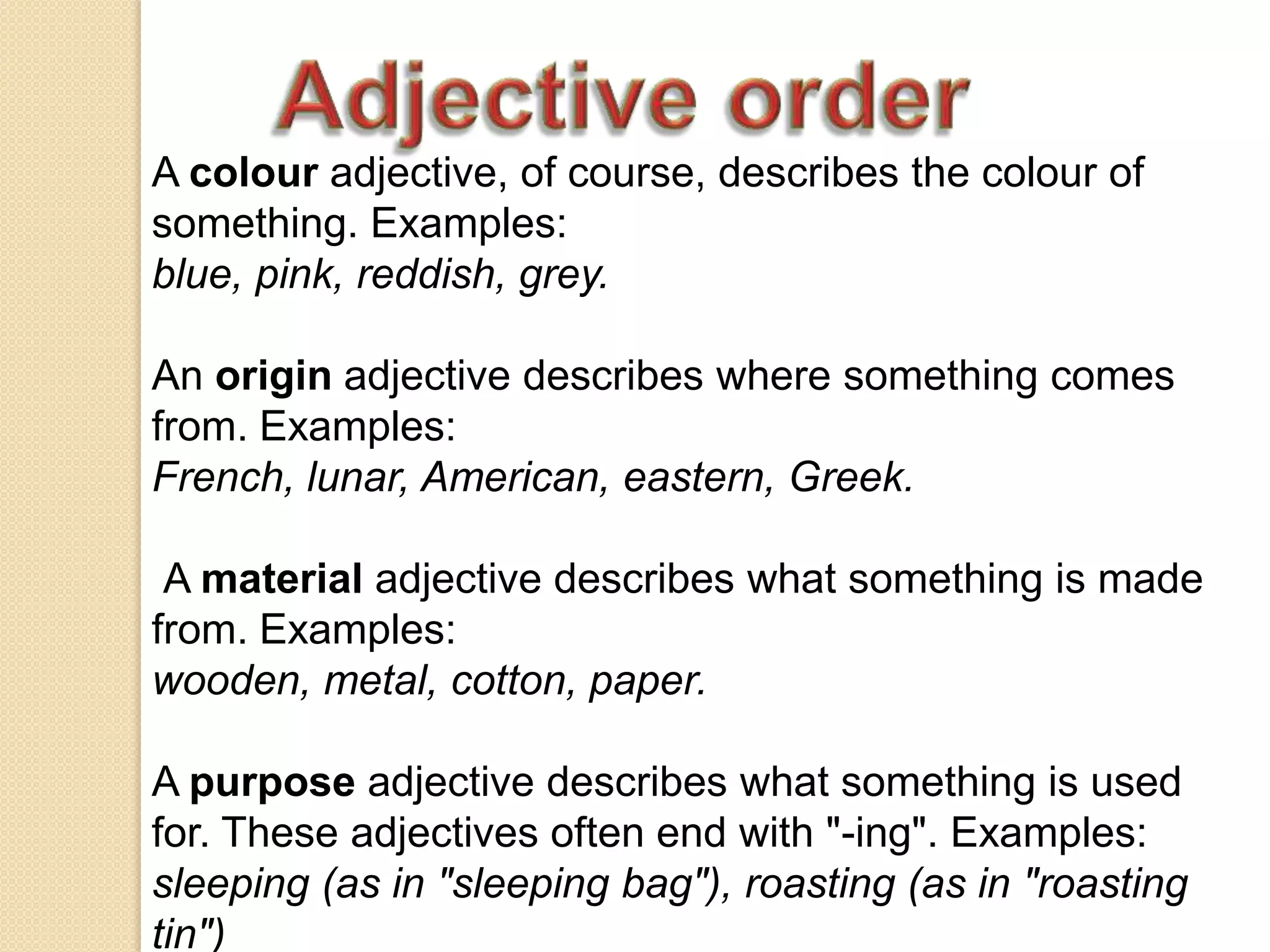Adjectives usages | PPTX