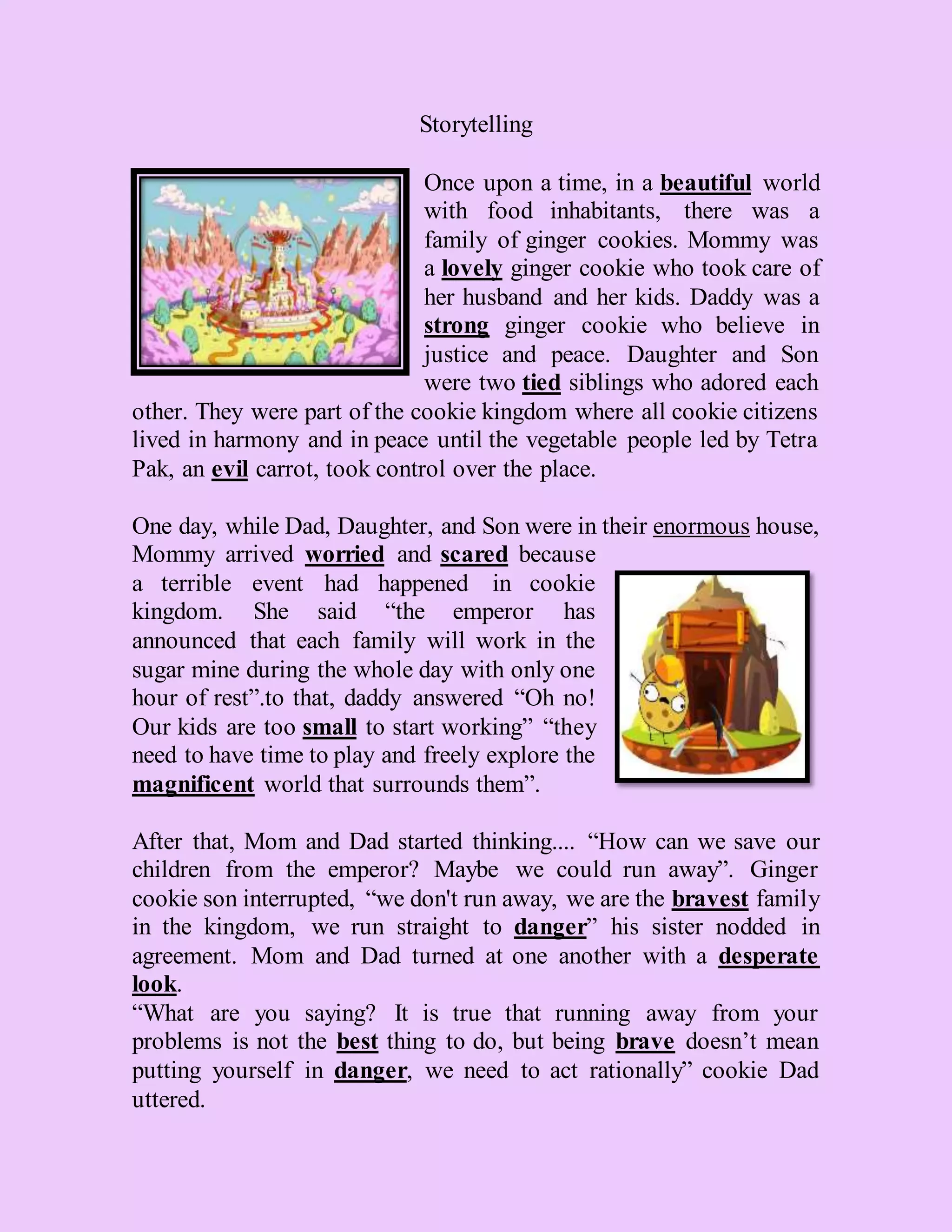 Adjectives version, story telling | DOCX