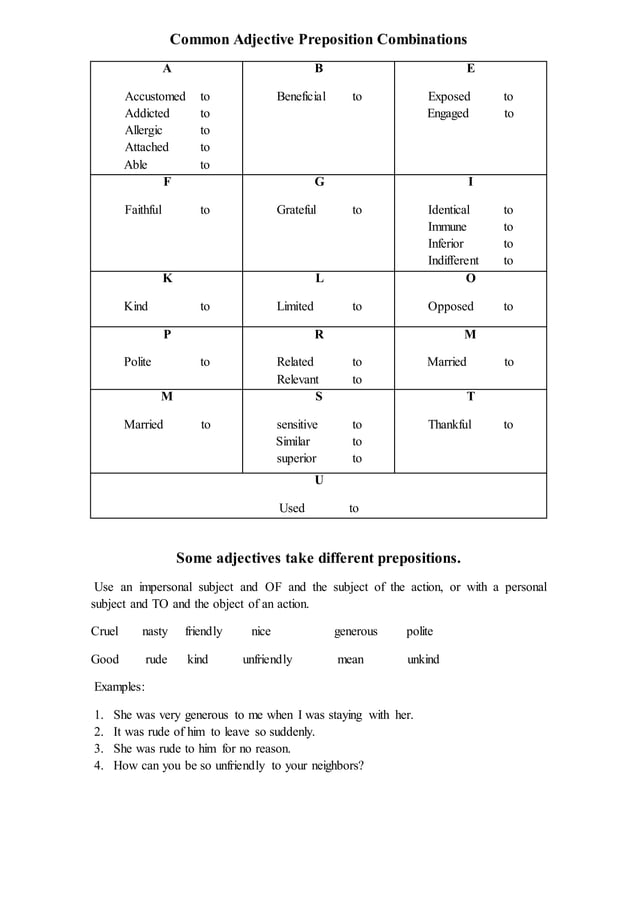 Adjectives with prepositions | DOCX