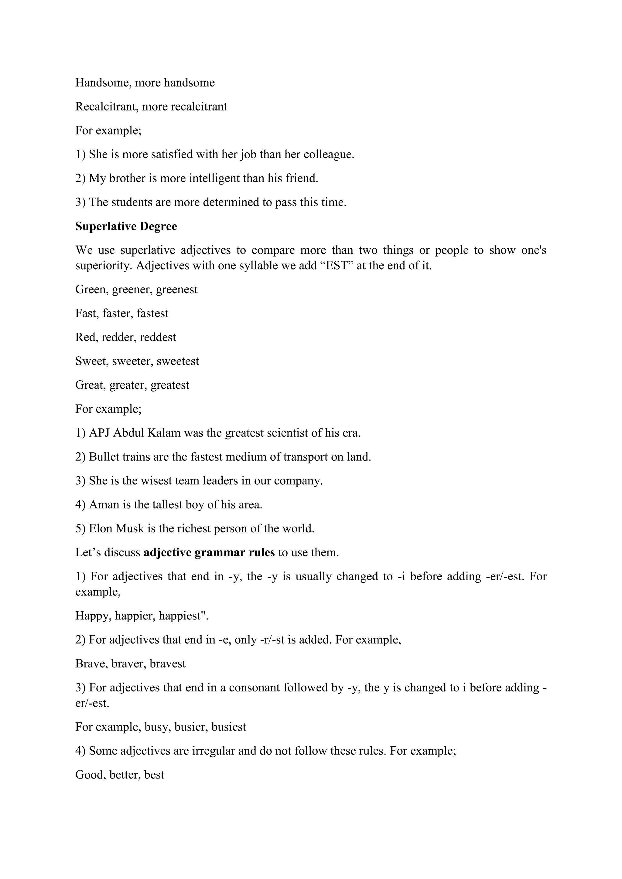 Adjective Usage and Examples | PDF