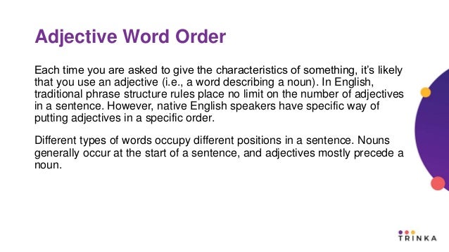 Adjective Word Order | PPT