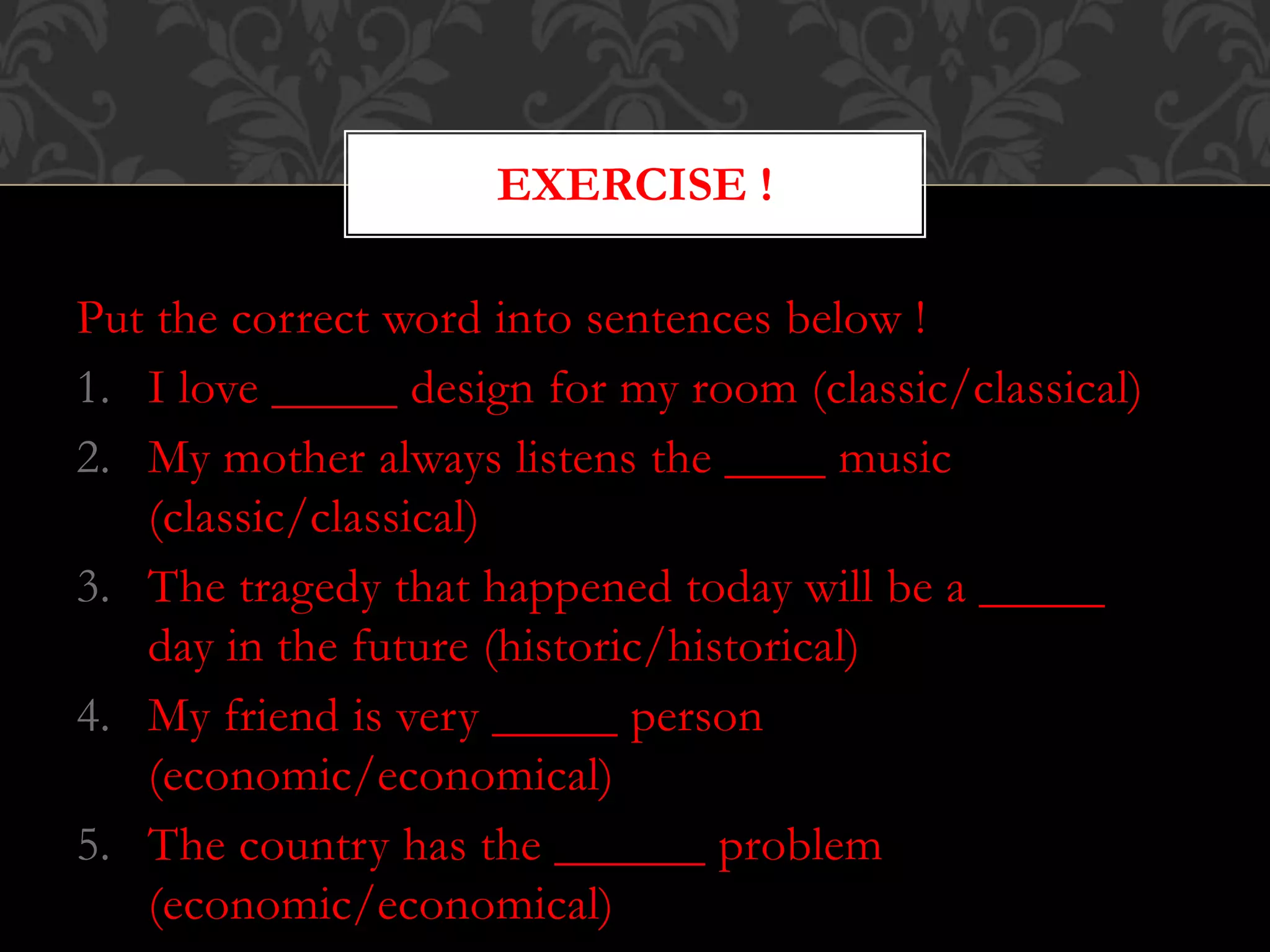 Adjective words (ended –ic and –ical) | PPT