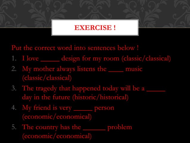 Adjective words (ended –ic and –ical) | PPTX