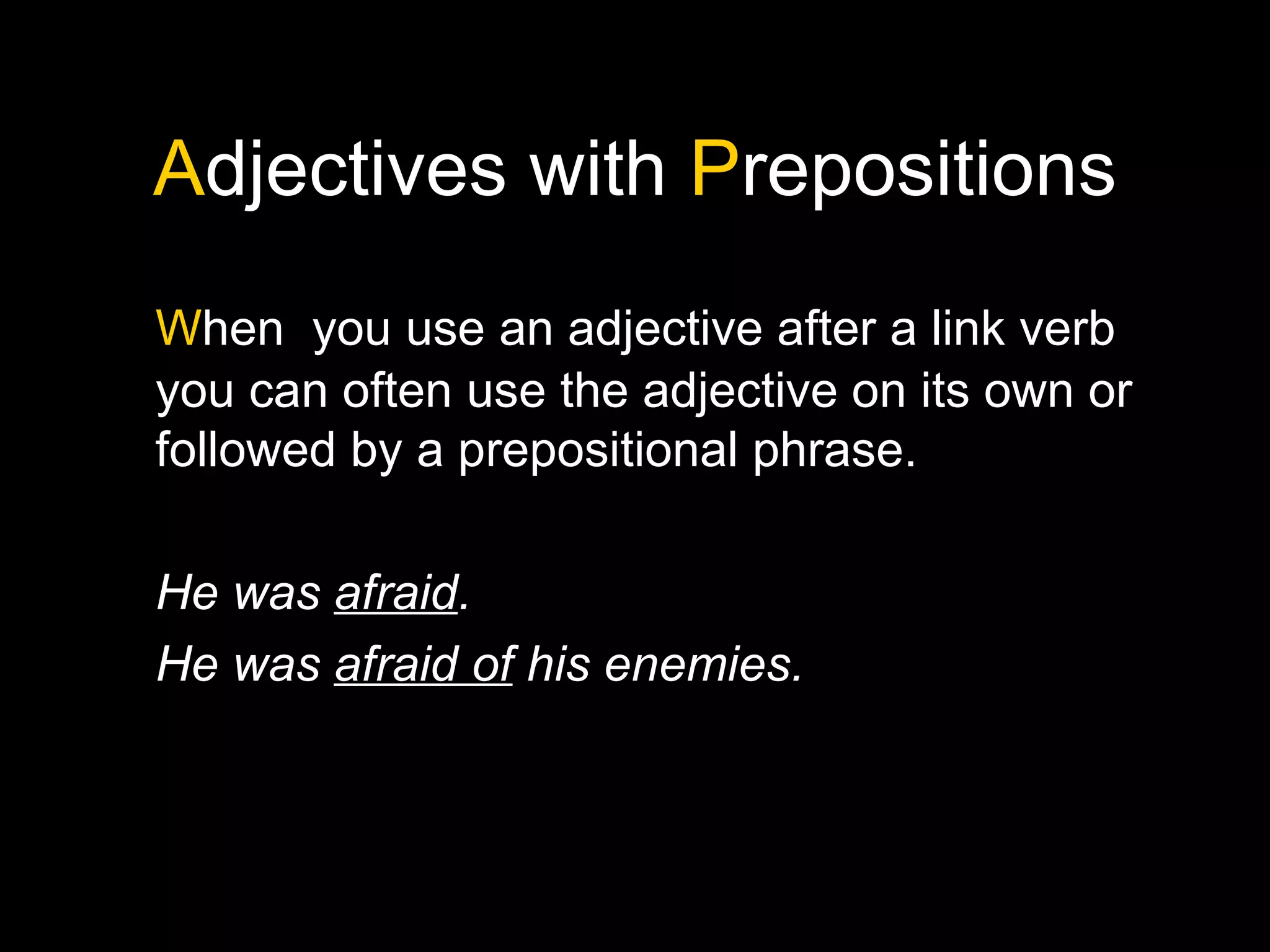 Adjectives with Prepositions | PPT