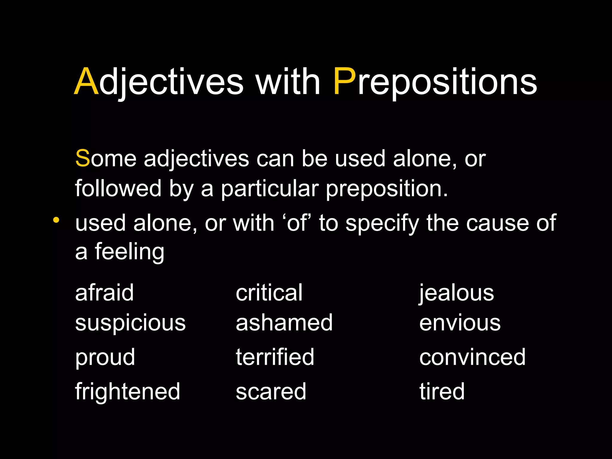 Adjectives with Prepositions | PPT