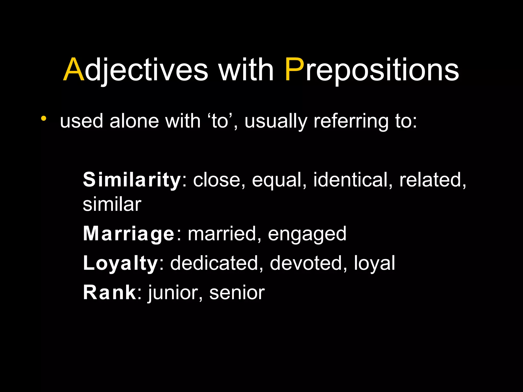 Adjectives with Prepositions | PPT