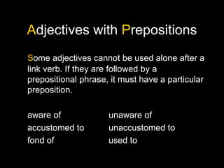 Adjectives with Prepositions | PPT