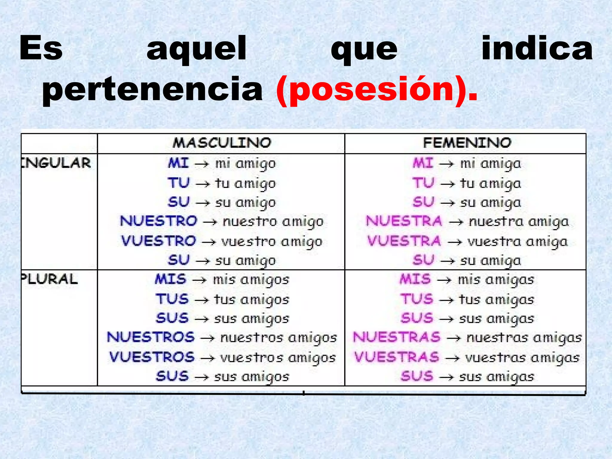 Adjetivo posesivo | PPT