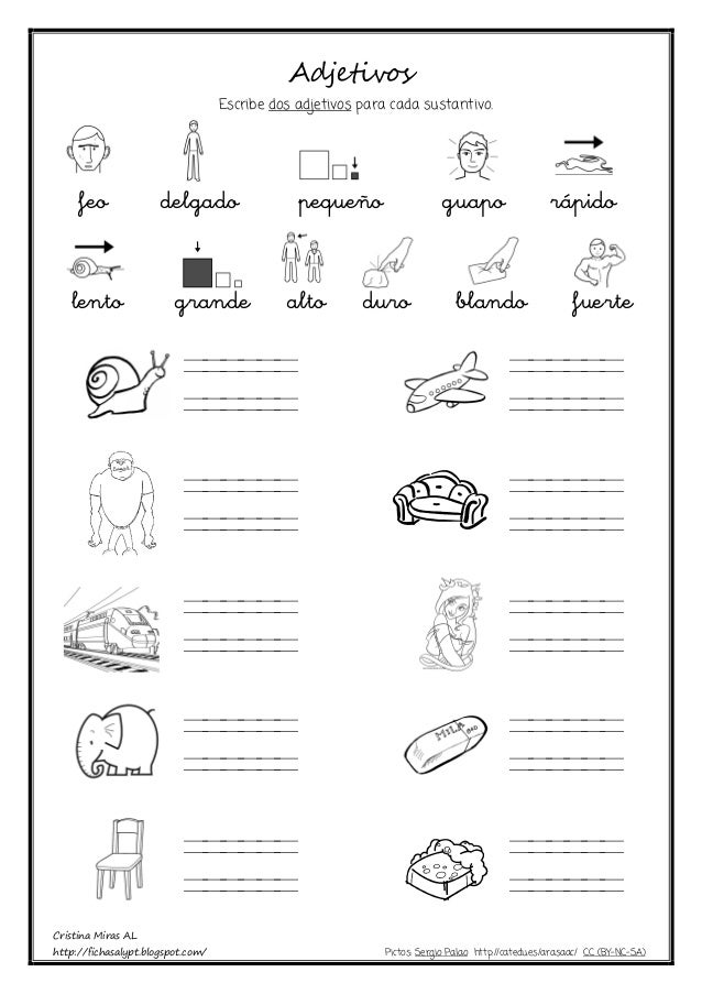 Adjetivos Primer Grado Para Imprimir Fichas Para Trabajar Los