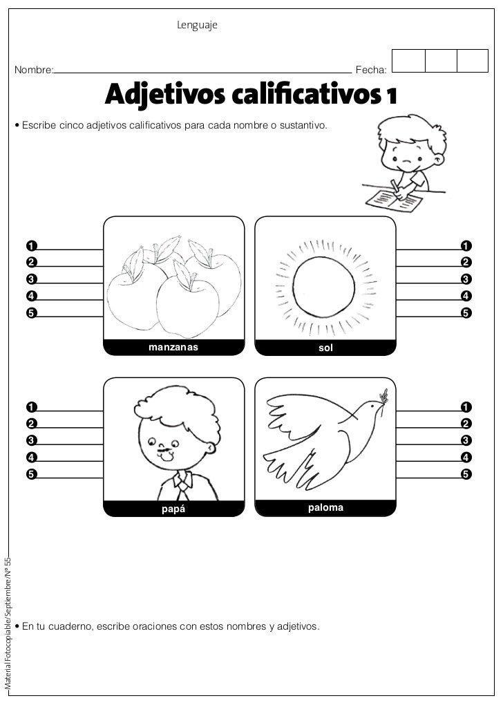 Fichas Para Trabajar Los Adjetivos Calificativos 2 Sustantivos Y Images And Photos Finder