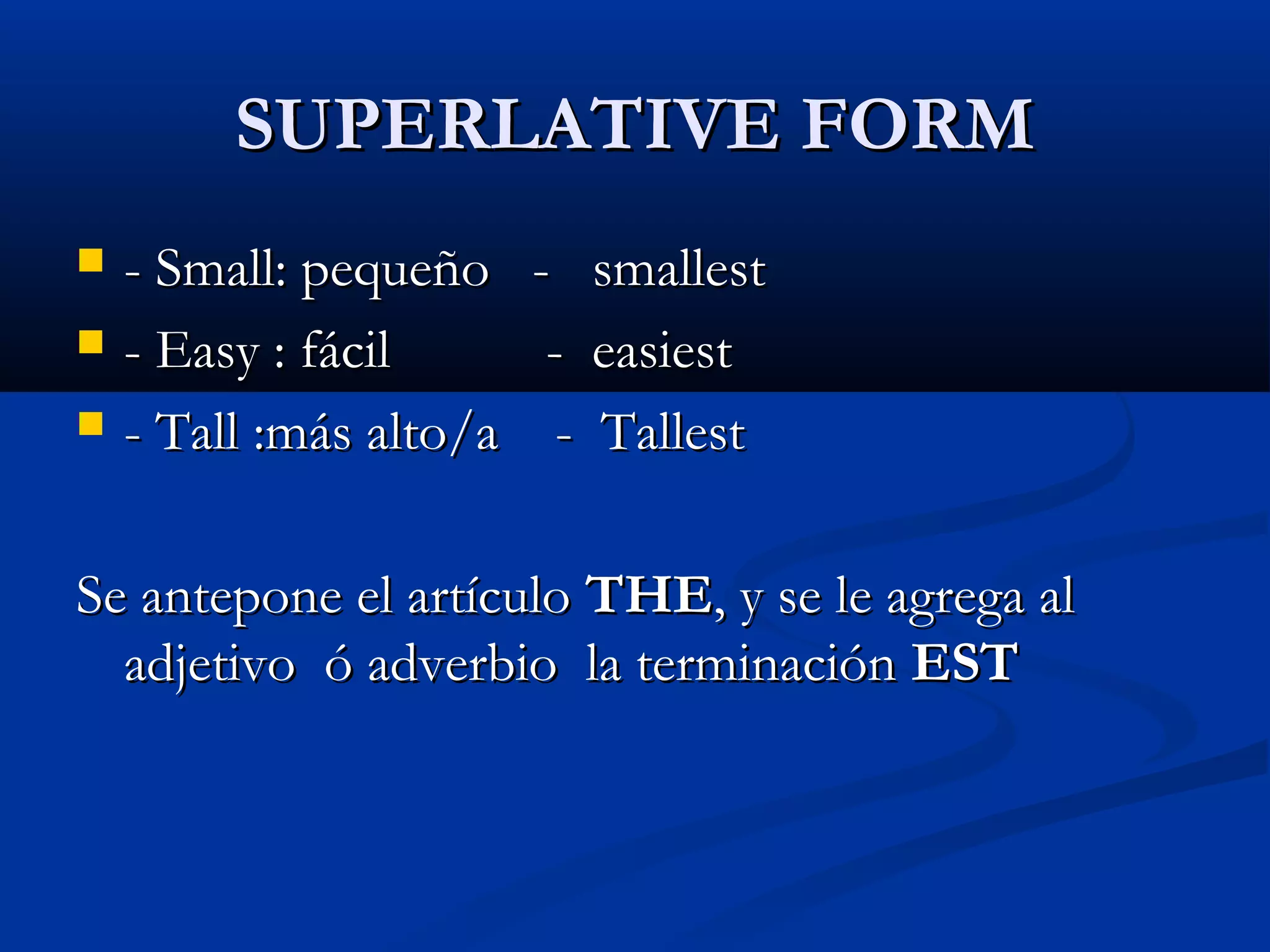Adjetivos comparativos y superlativos | PPT
