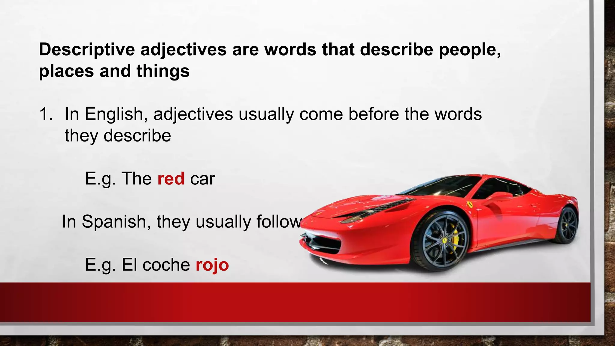 Adjetivos descriptivos | PPTX