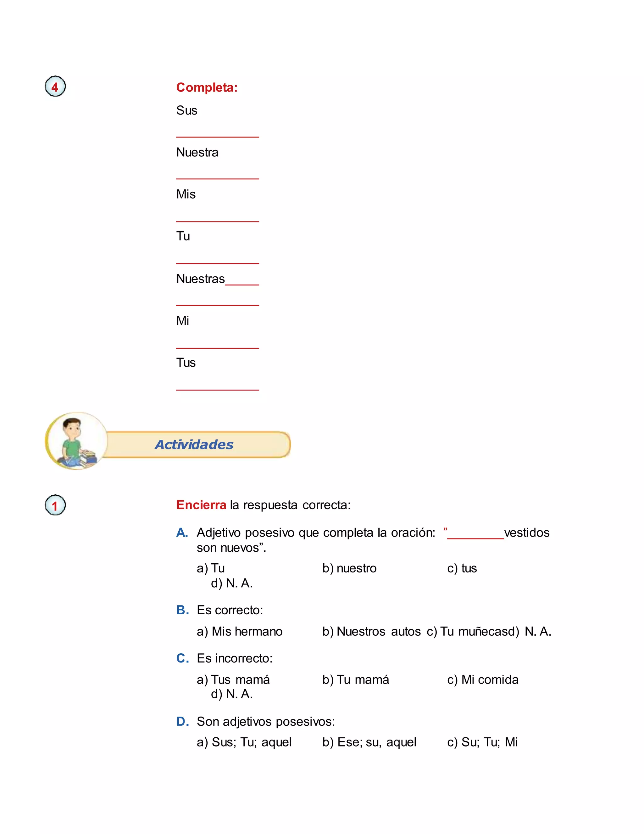 Hojas De Trabajo De Sustantivos Posesivos En Formato Pdf Todo Sobre El