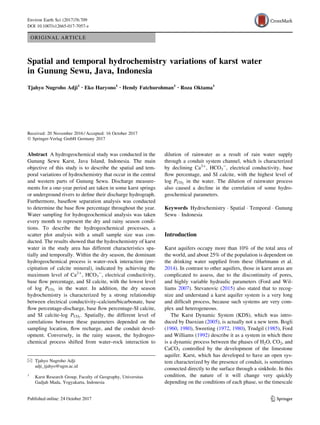 Spatial and temporal hydrochemistry variations of karst water in Gunung Sewu, Java, Indonesia | PDF