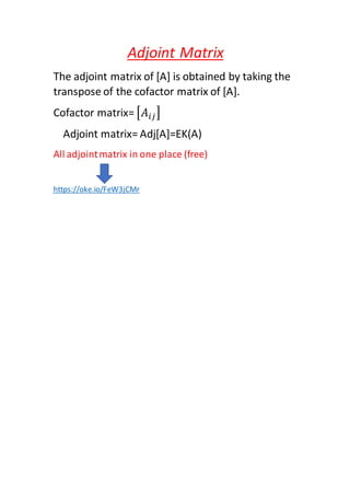 Adjoint matrix | DOCX | Physics | Science