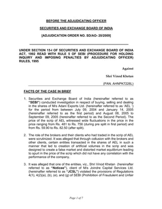 Adjudication order against Shri Vinod Khetan.pdf | Business Accounting ...