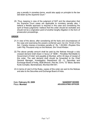Adjudication order against Shri Vinod Khetan.pdf | Business Accounting ...