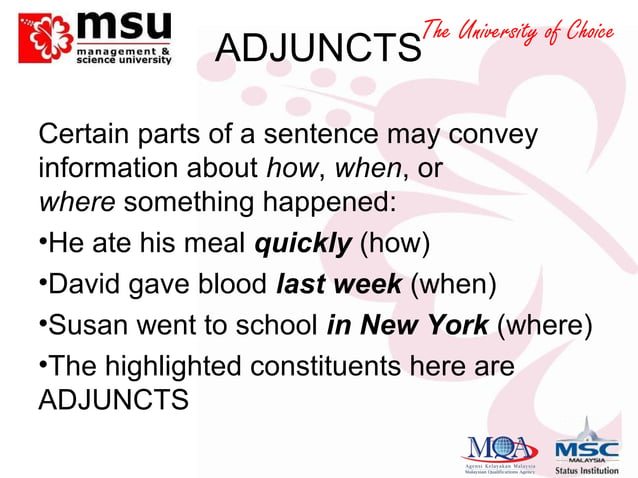 Adjunct and aspectual auxiliary | PPT