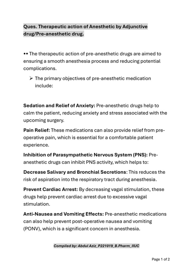 Adjunctive drug or Pre-anesthetic drug .pdf