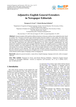 Adjunctive english general extenders in newspaper editorials | PDF