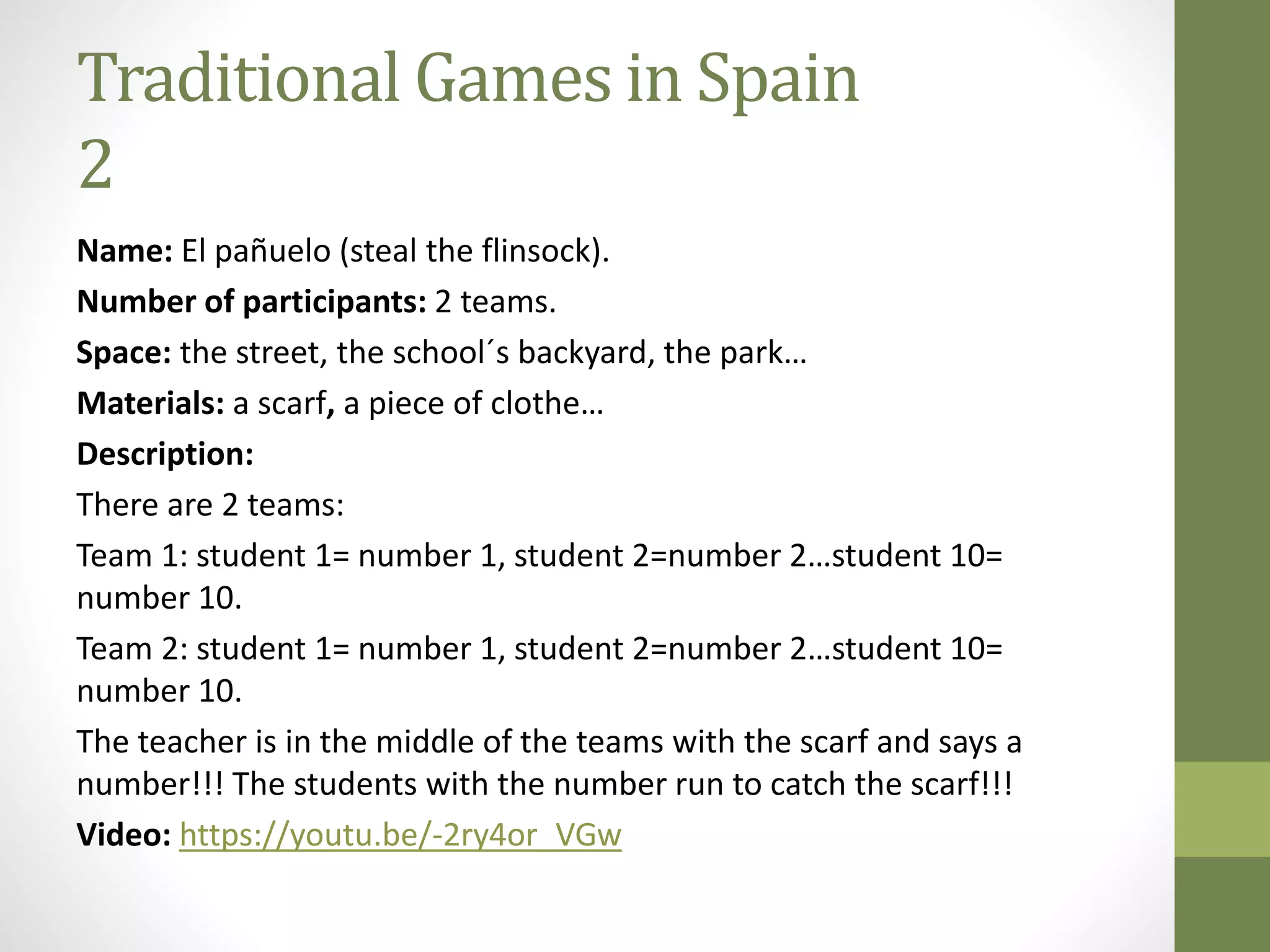 Traditional Games in Spain | PPTX