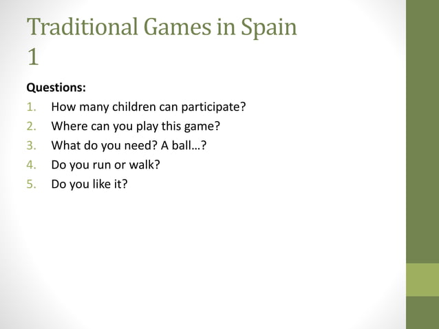 Traditional Games in Spain | PPT