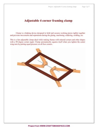 Adjustable 4 corner framing clamp plan | PDF