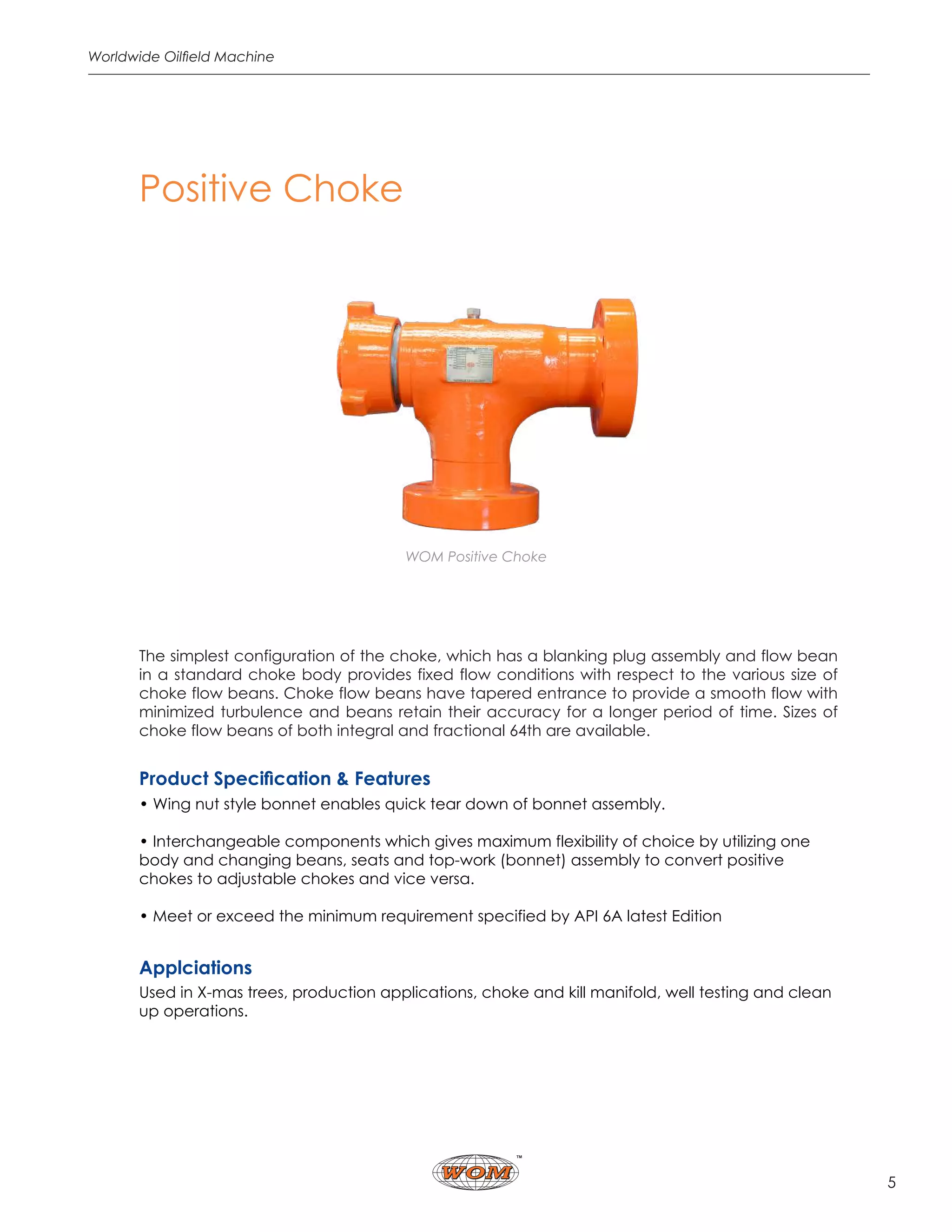 Adjustable Chokes, Adjustable Chokes Oilfield Equipment - WOM Group | PDF