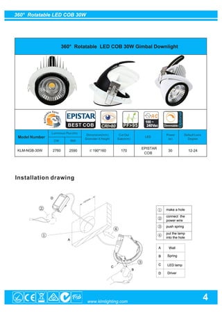 Adjustable led gimbal shop downlight | KLM LIGHTING | PDF